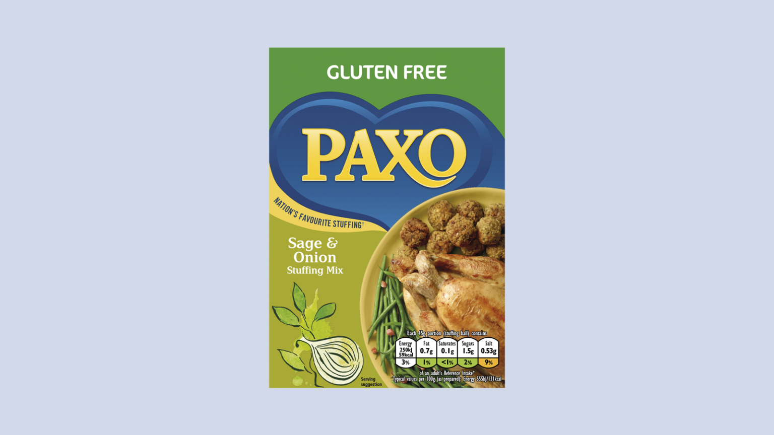 3 Paxo Sage & Onion Low Salt Stuffing 170g - Paxo
